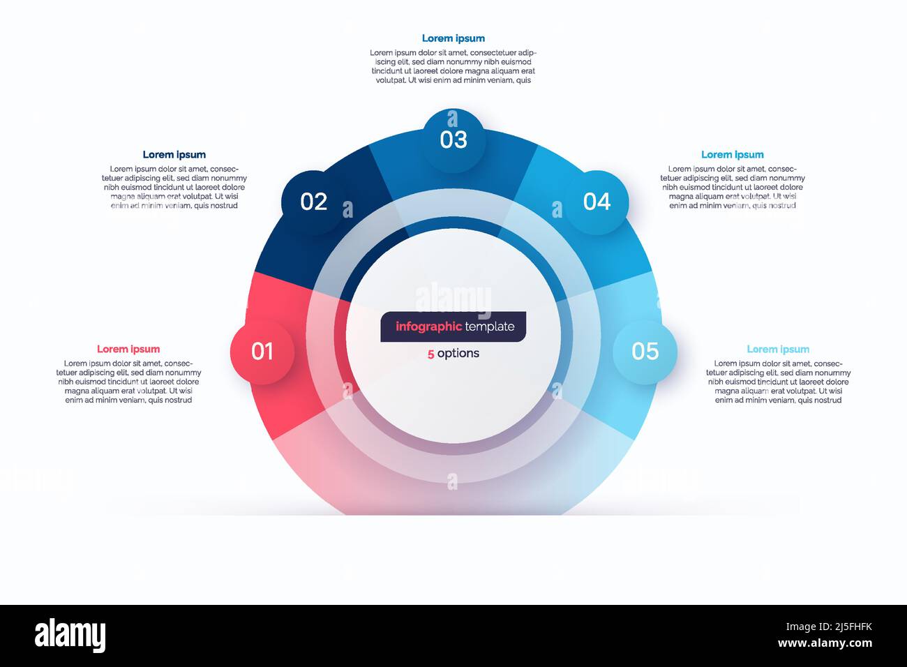 Infographics template five options circle hi-res stock photography and ...