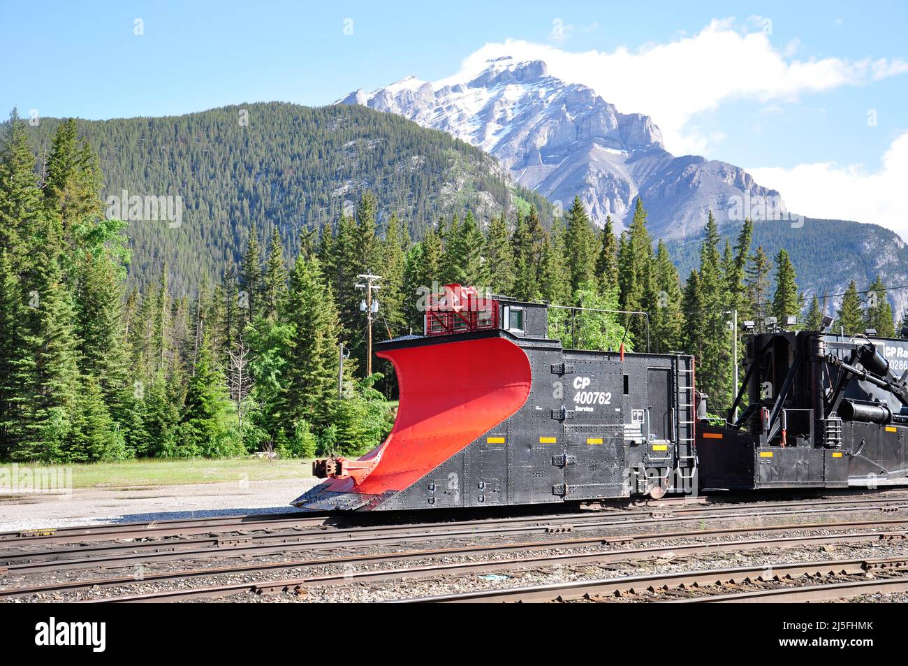 Canadian Pacific Railway snow plow engine for track clearing, Banff ...