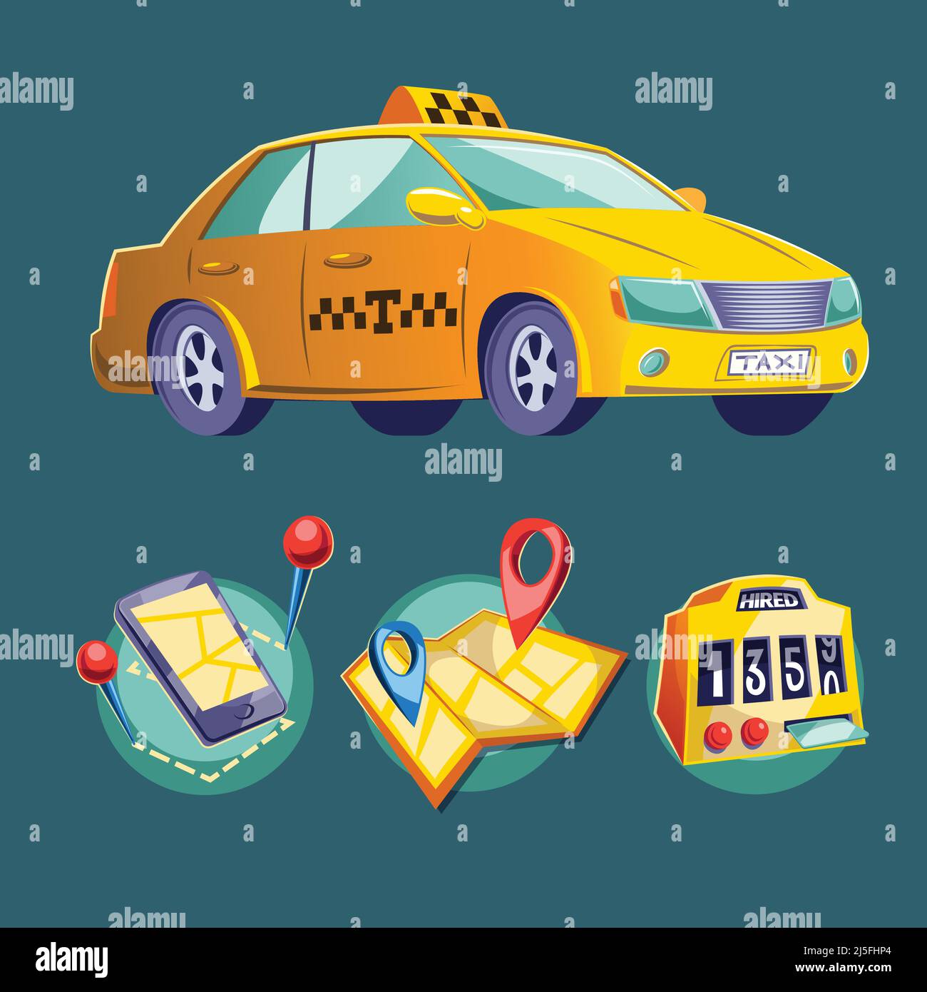 Vector cartoon illustration on the theme of urban public road transport ...