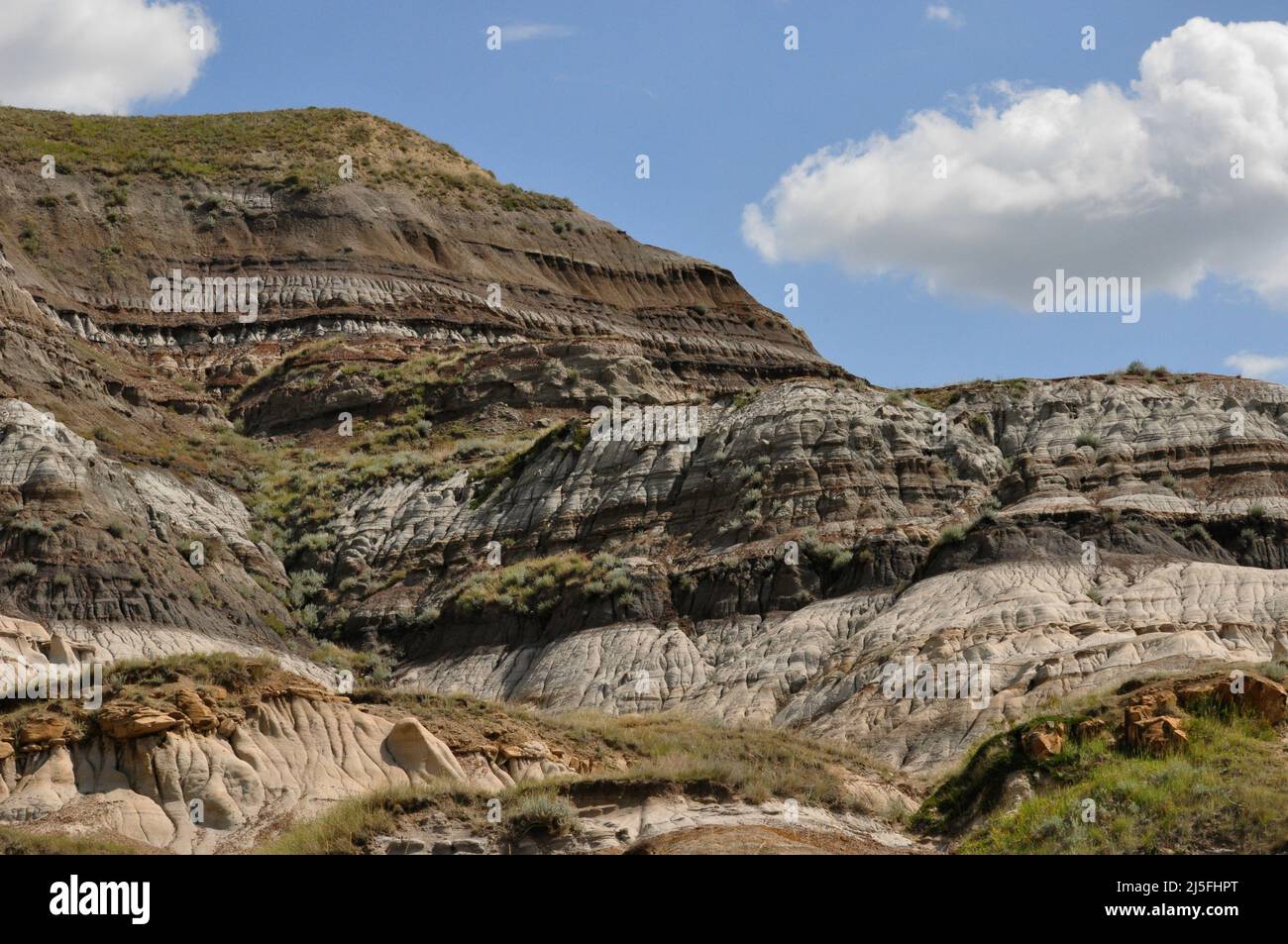 Badlands in Alberta just east of Drumheller. Their steep, barren slopes ...
