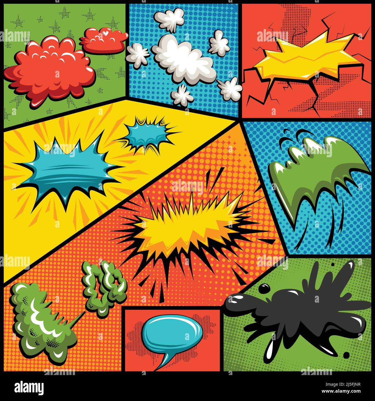 Vector set of comics explosion bubbles. Comic book explosion set Stock ...