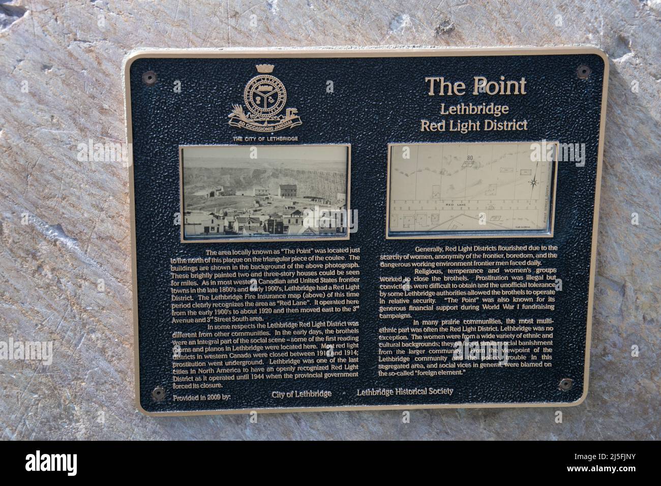 Sign by the Lethbridge Historical Society commemorating "The Point ...