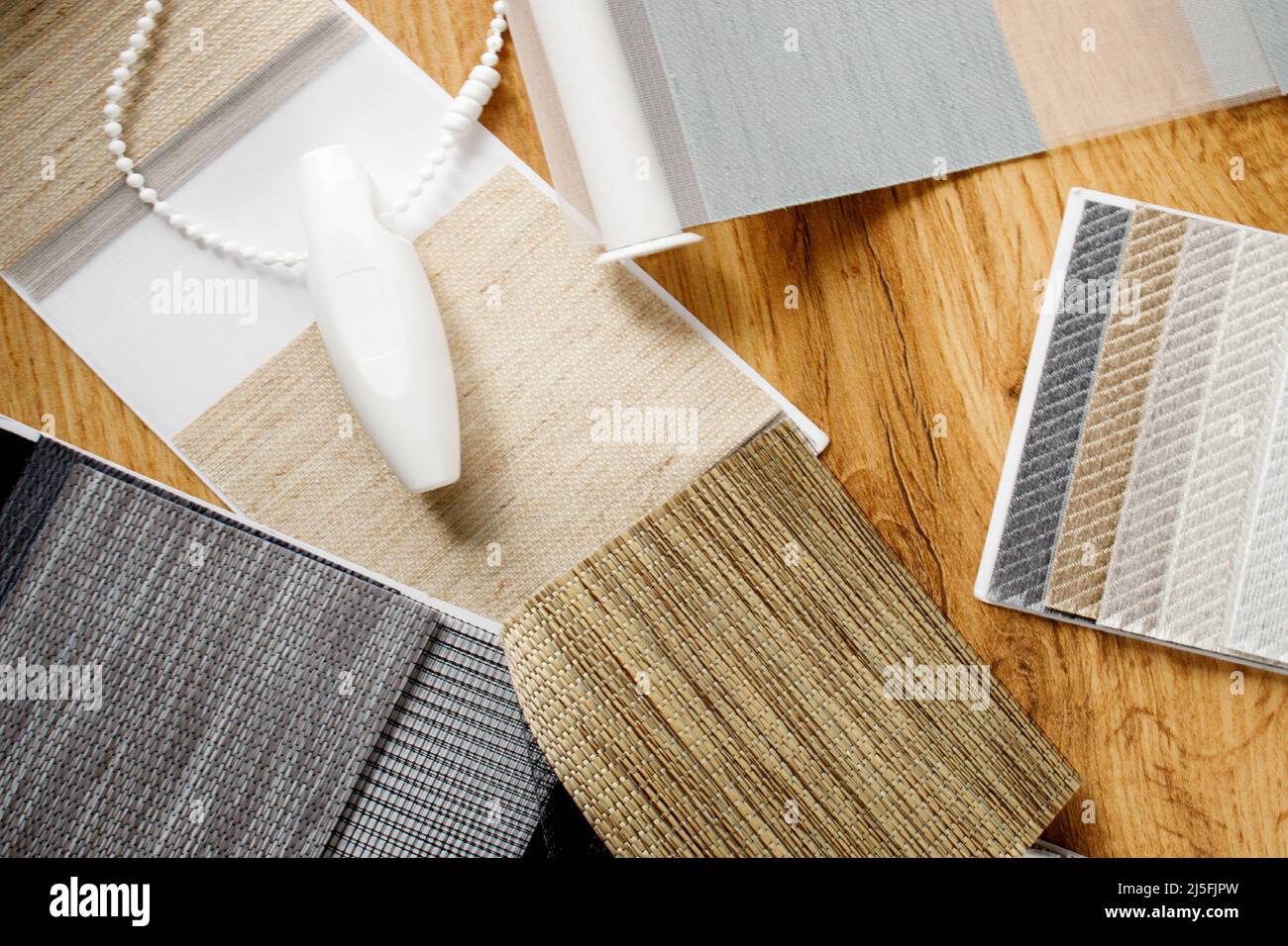 Samples of fabrics of different textures and colors in the form of a ...