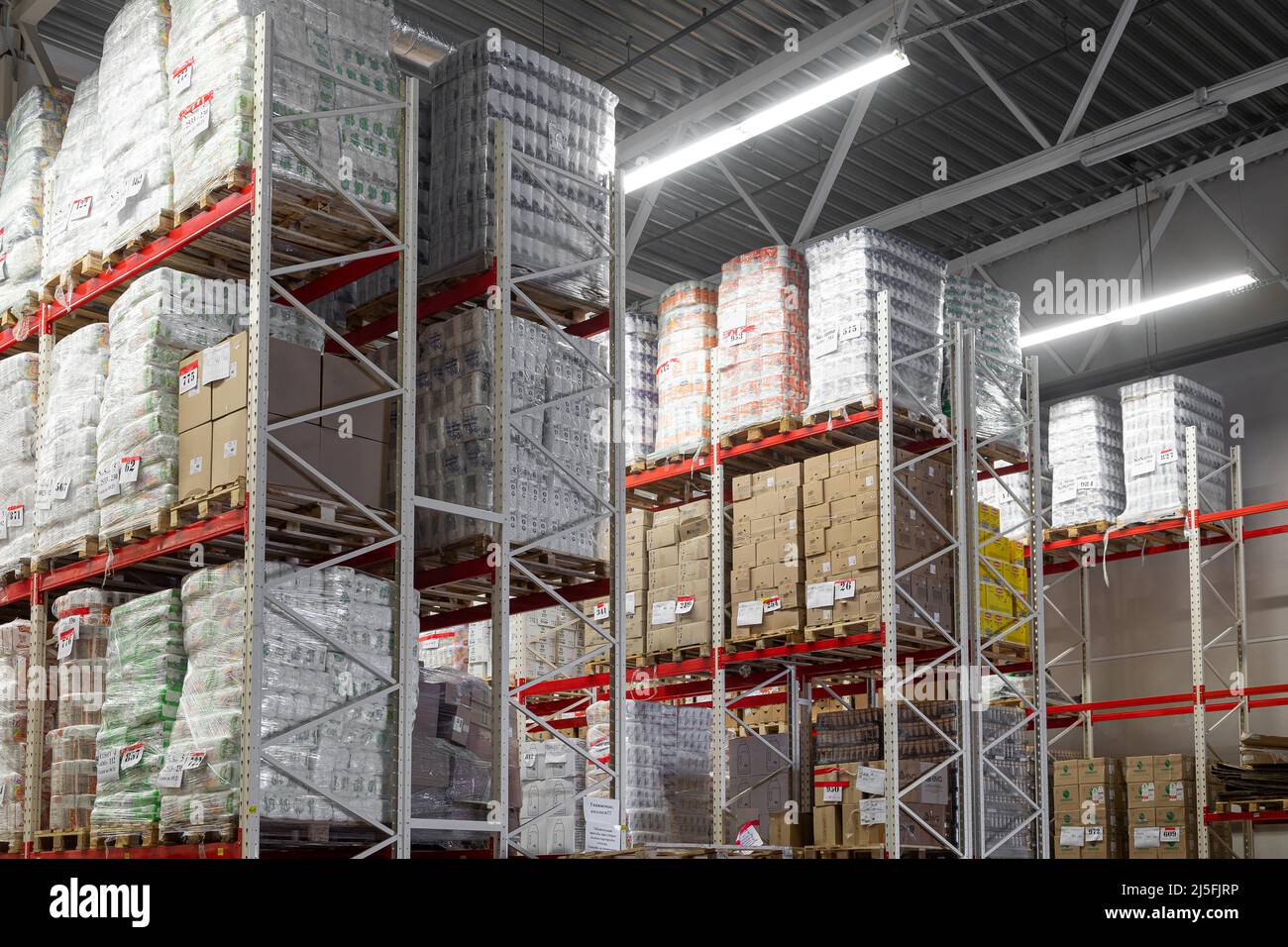 large storage center with aluminum shelving Stock Photo - Alamy