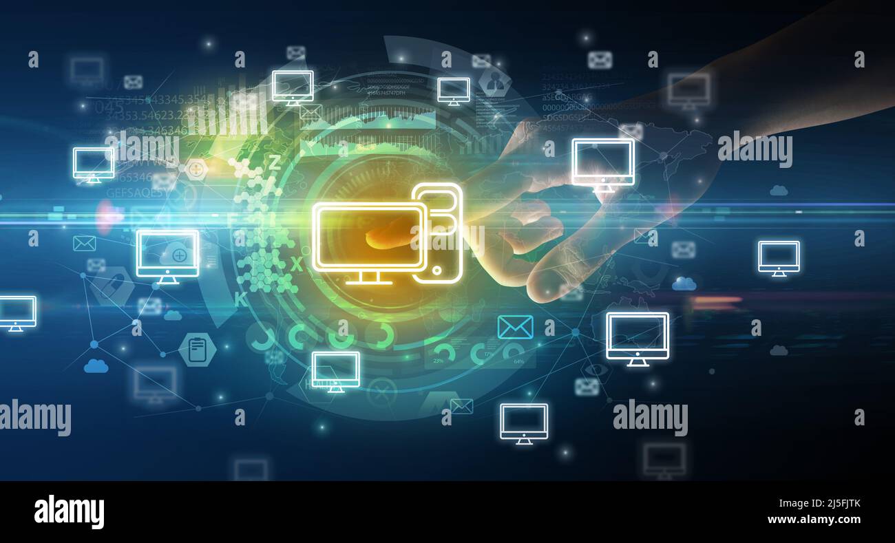 touching with soft gesture multimedia screen with future technology ...