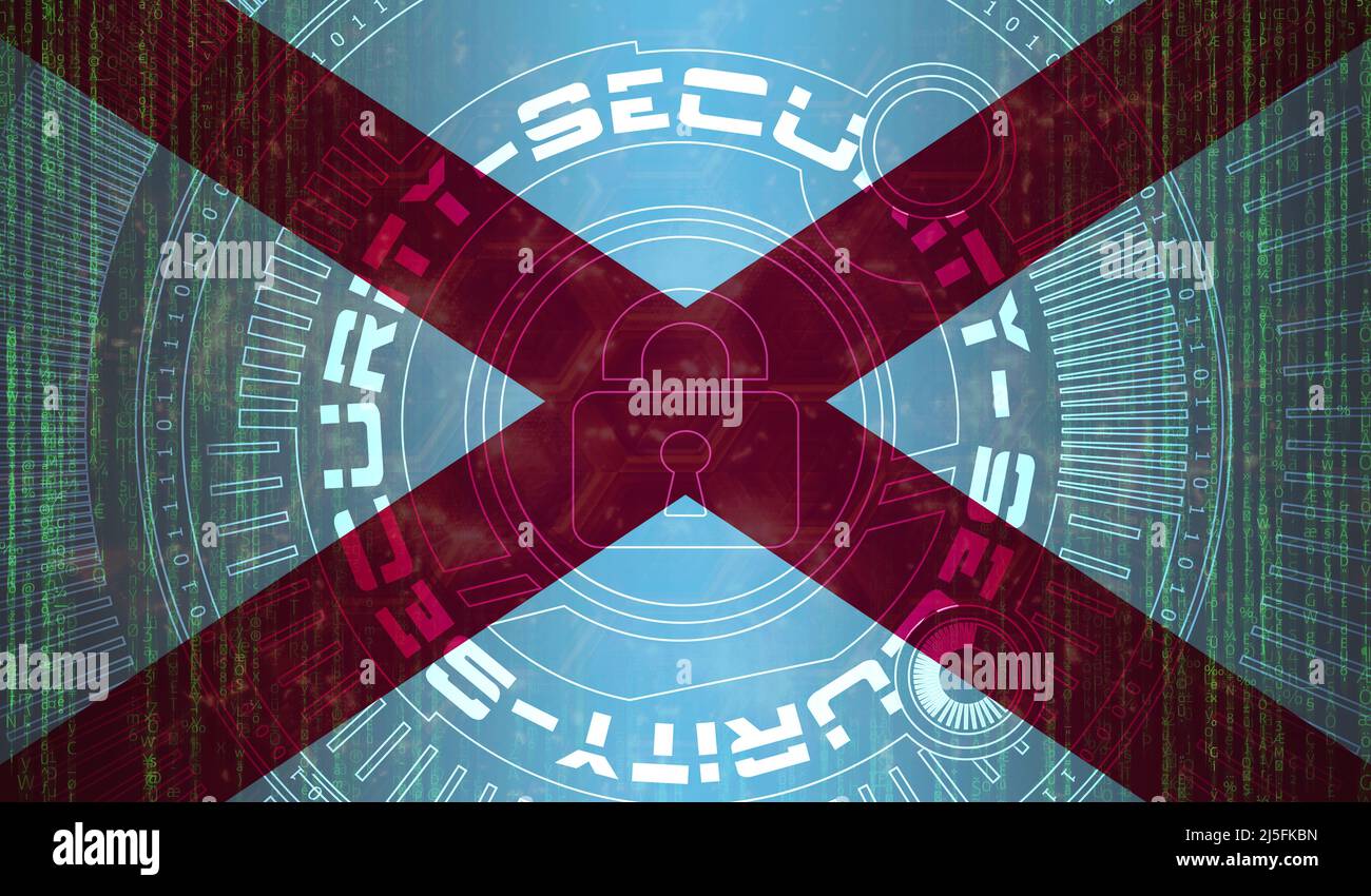 National cyber Security of Alabama state, USA on digital background ...