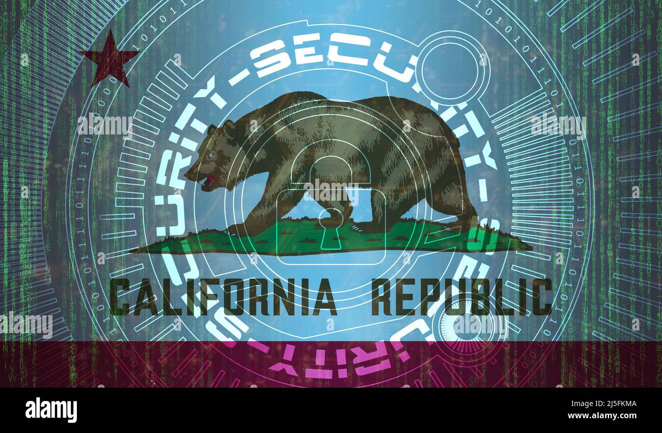 National cyber Security of California state, USA on digital background ...