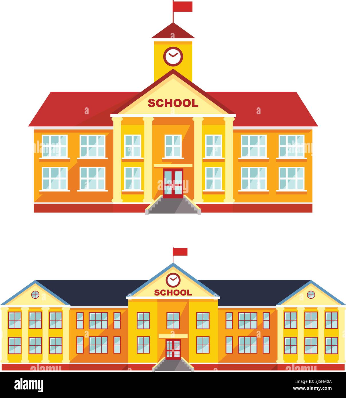 Set of classical school building isolated on white background. Vector ...