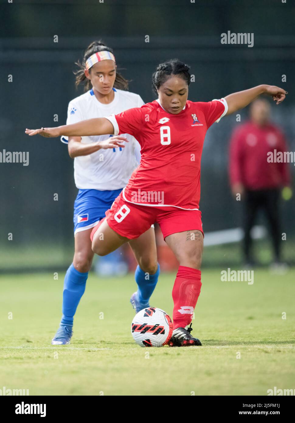 Blacktown, Australia. 22nd Apr, 2022. Fololeni Siale (R) of the Tonga ...