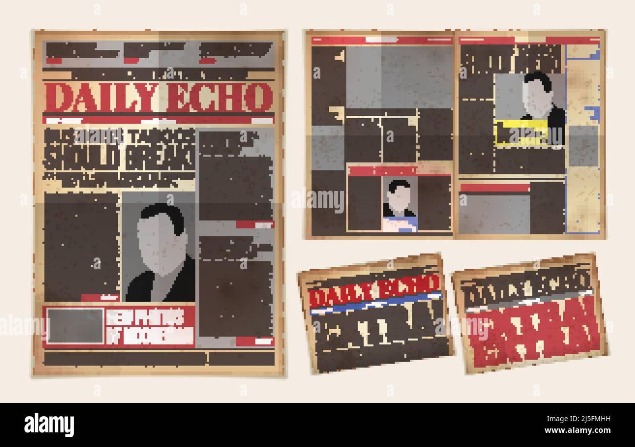 Vector illustration of an old daily newspaper template, retro tabloid ...