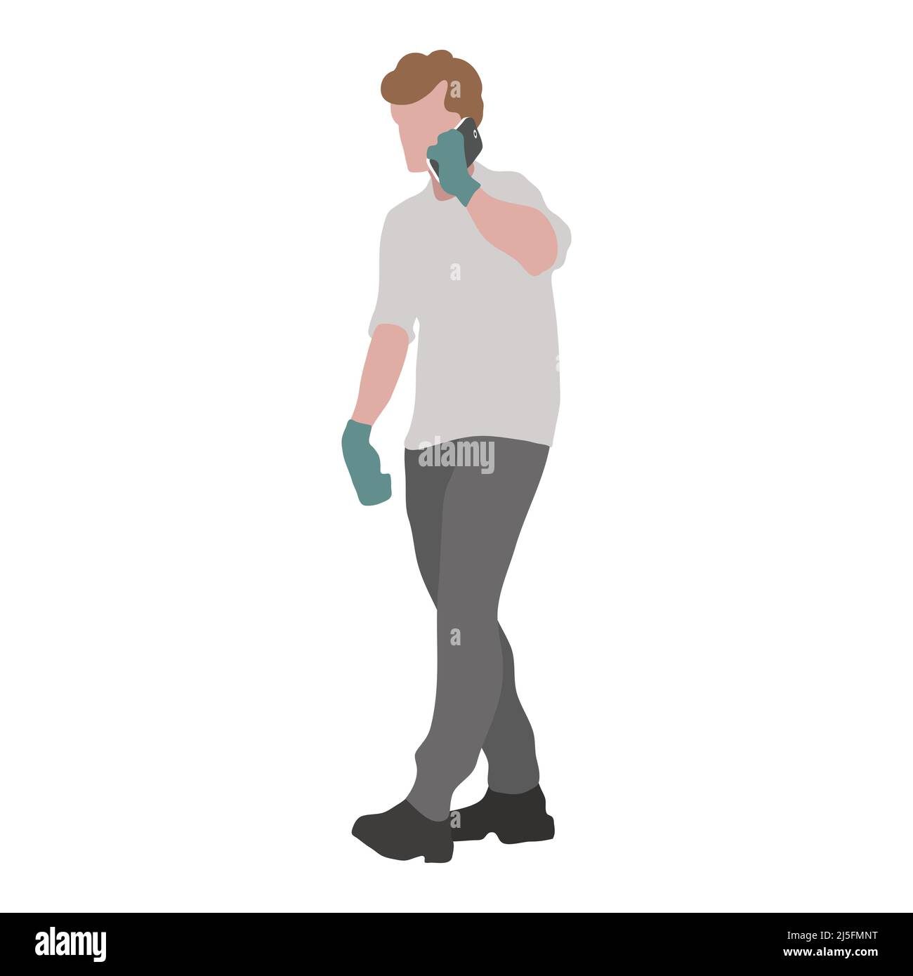Young man walking and using phone vector illustration Stock Vector ...