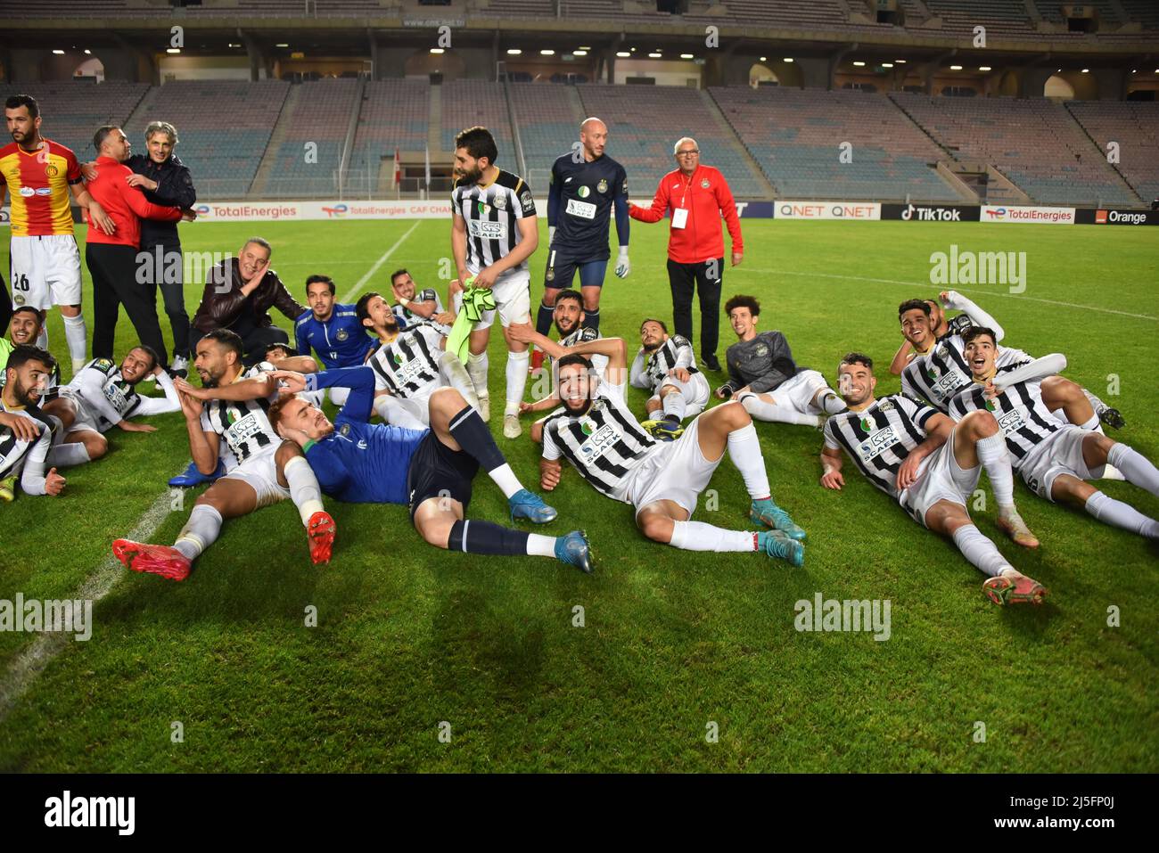 Tunis, Tunisia. 22nd Apr, 2022. Players of ES Setif celebrate after the ...
