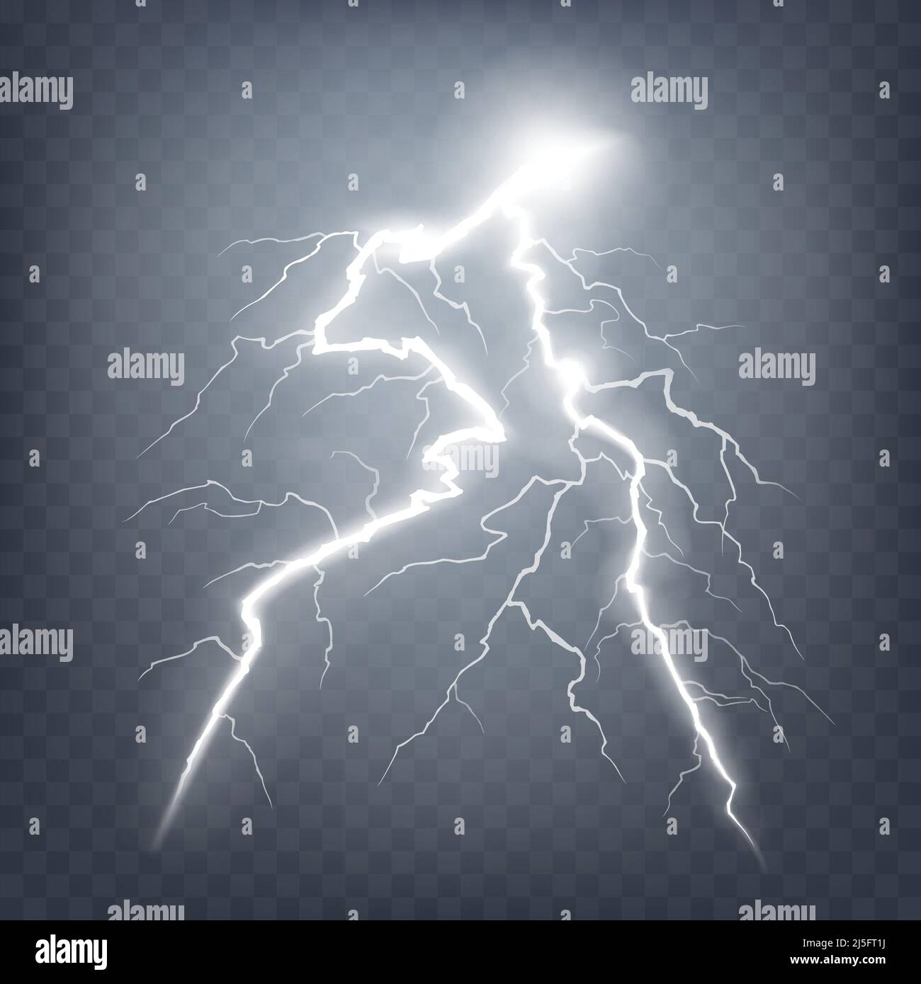 Vector illustration of a realistic style of bright glowing lightning ...