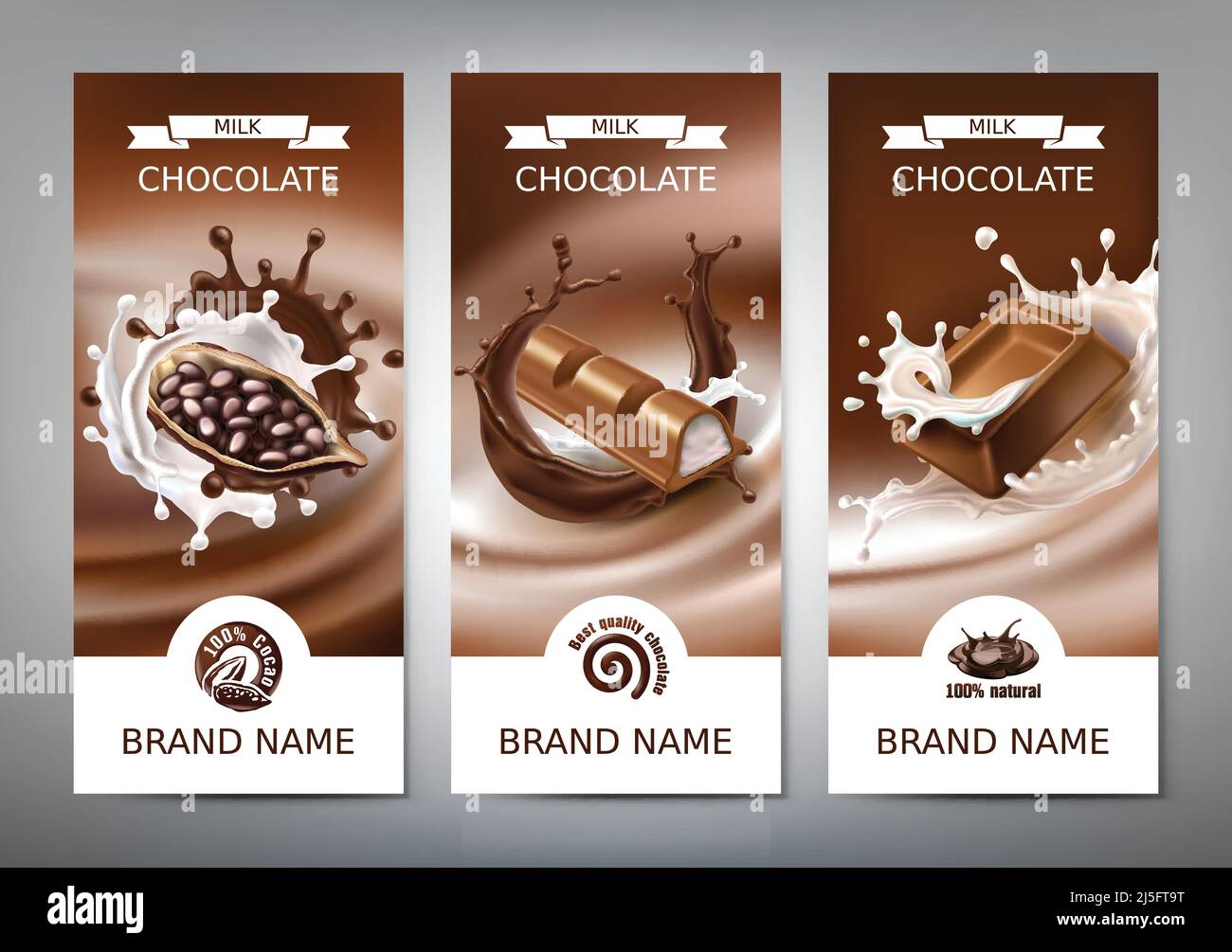 Set of vector 3D realistic illustrations, banners with splashes of ...