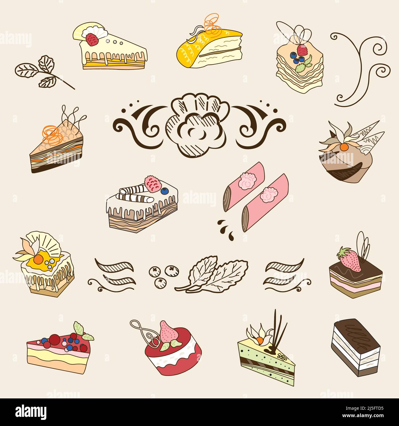 Set of desserts and design elements for candy menu design Stock Vector ...