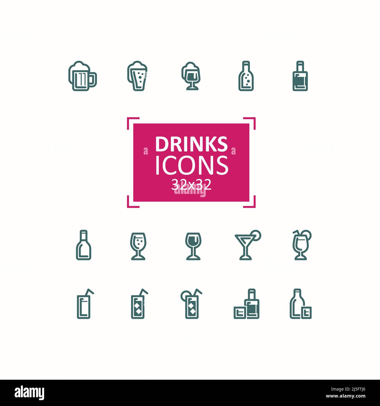 Set of vector illustrations of icons of drinks. Simple signs of ...
