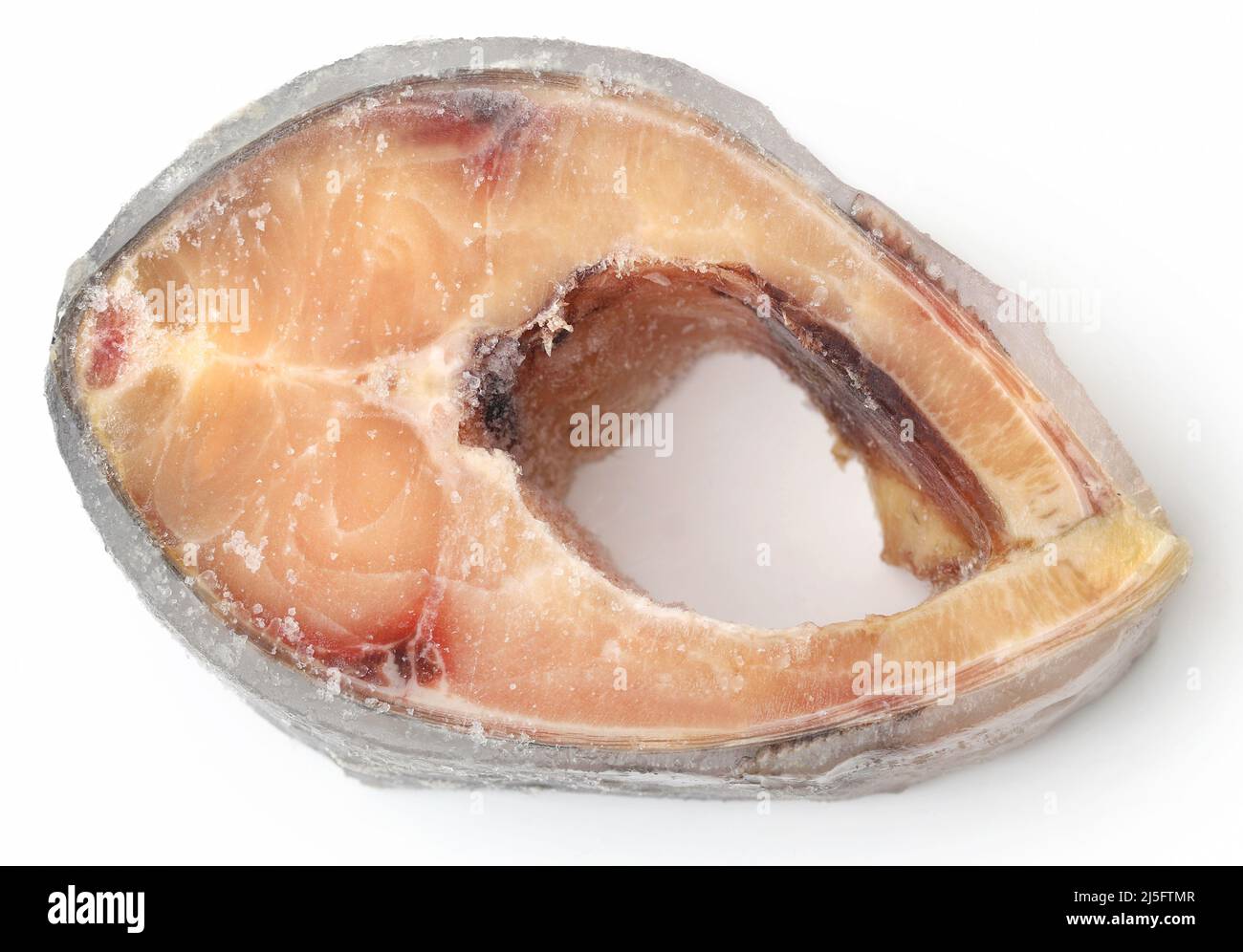 Popular rohu fish sliced and frozen over white background Stock Photo ...