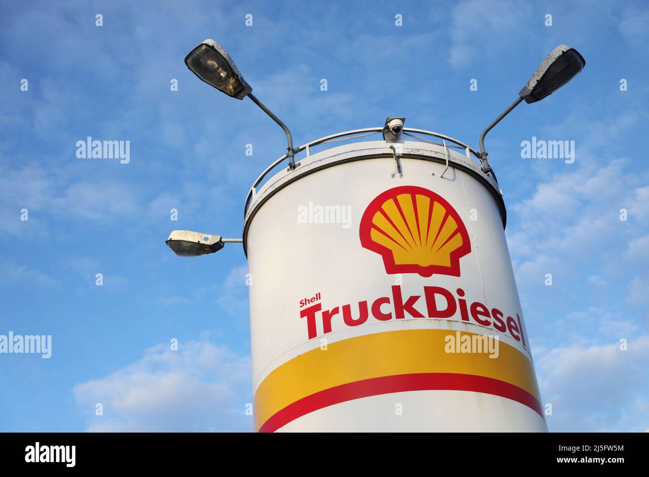 Shell truck diesel at a fuel station Stock Photo - Alamy