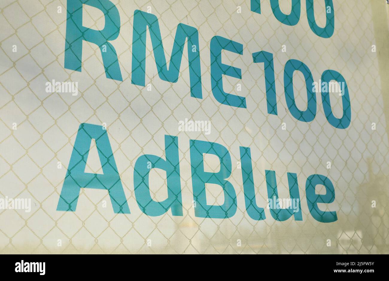 AdBlue signs at a fuel station Stock Photo - Alamy