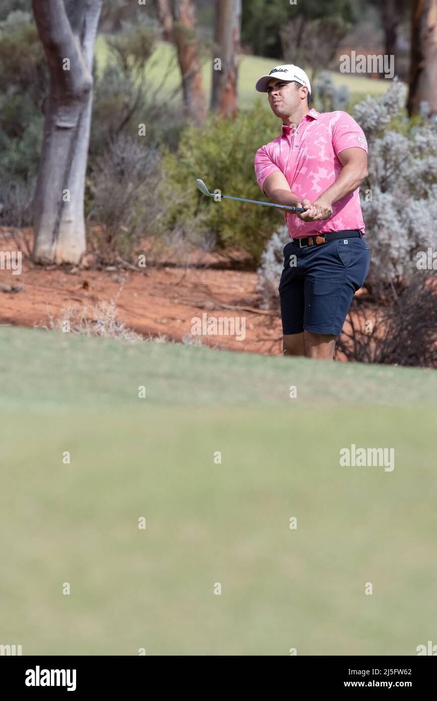 Karlkurla, Australia, 23 April, 2022. Dimitrios Papadatos chips the ...