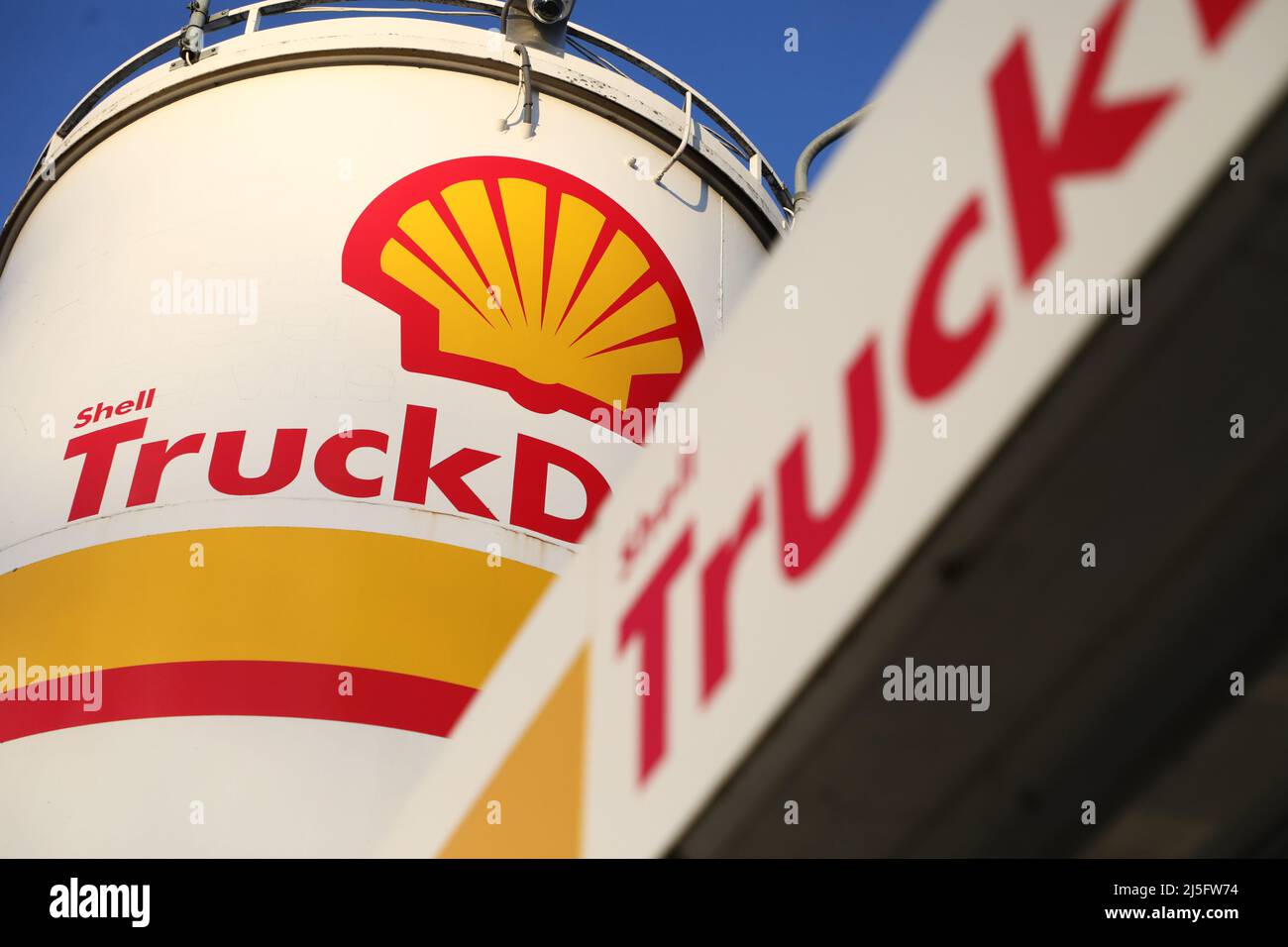 Shell truck diesel at a fuel station Stock Photo - Alamy