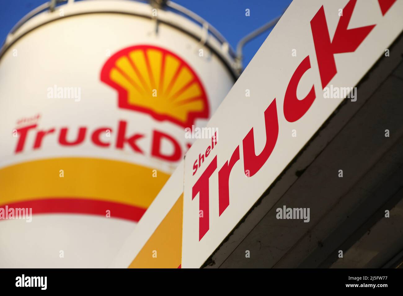 Shell truck diesel at a fuel station Stock Photo - Alamy