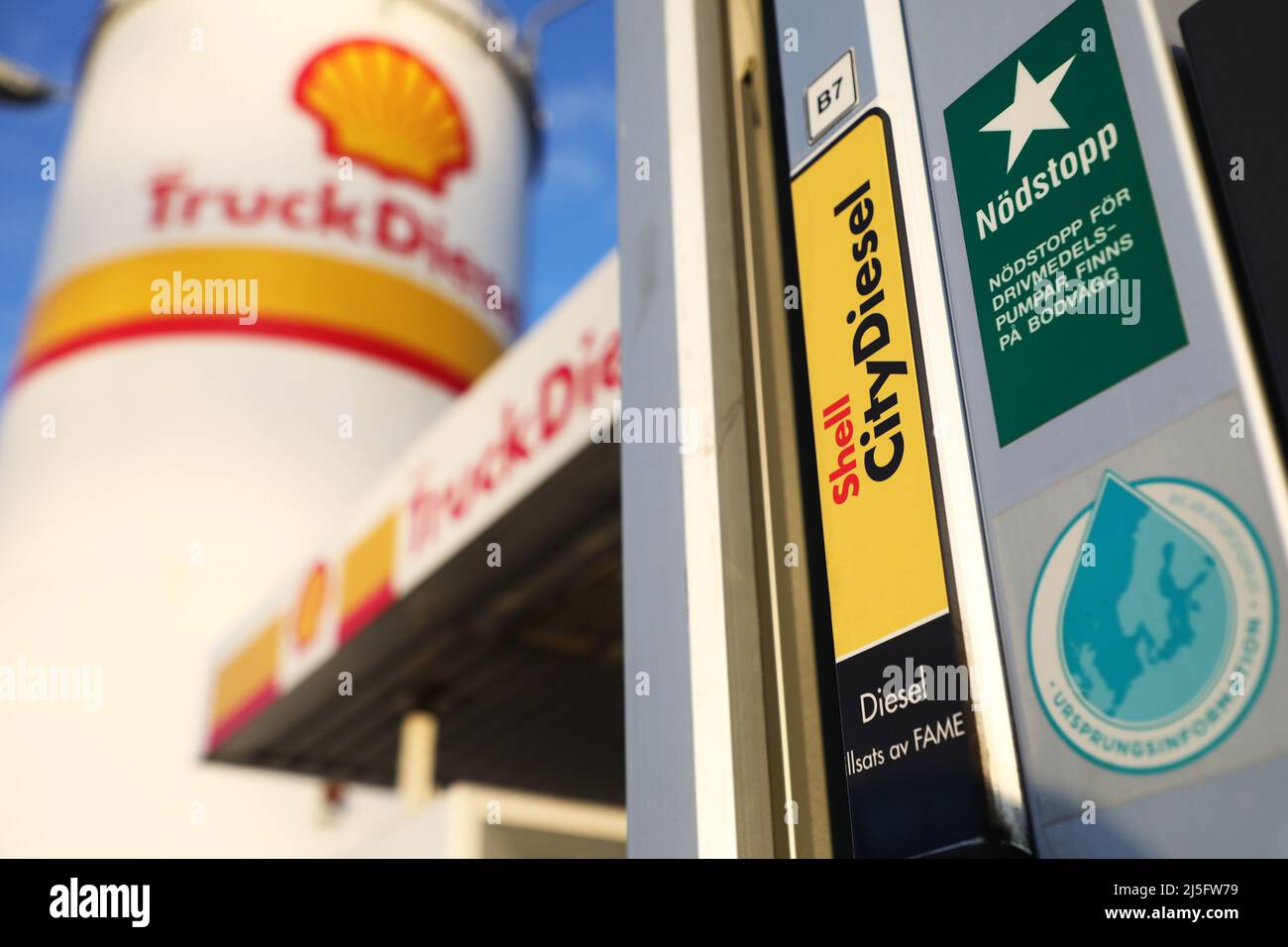 Shell truck diesel at a fuel station Stock Photo - Alamy