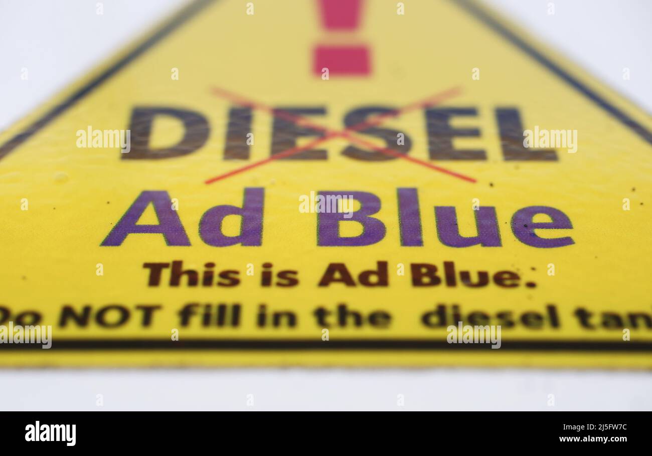 AdBlue signs at a fuel station Stock Photo - Alamy