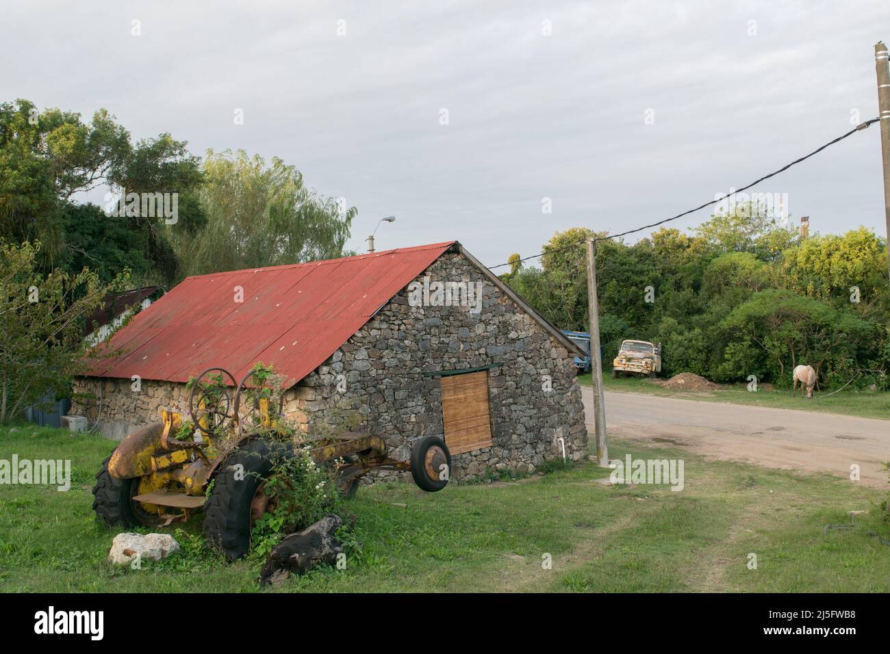 Historic stone houses in Conchillas, Colonia Department, Uruguay Stock ...