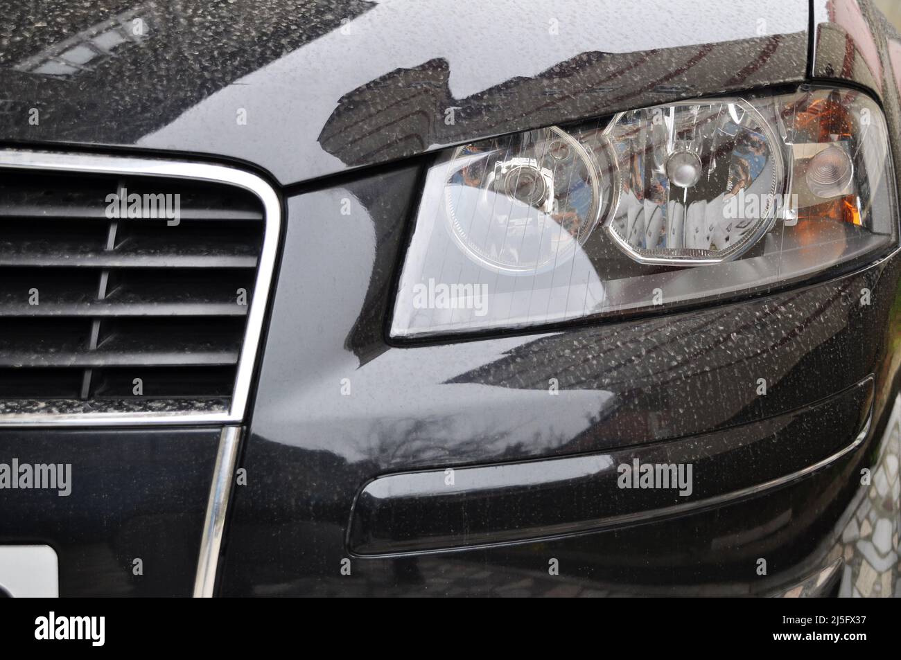 Detail of car headlights lamp, black modern a luxury car front lamp ...