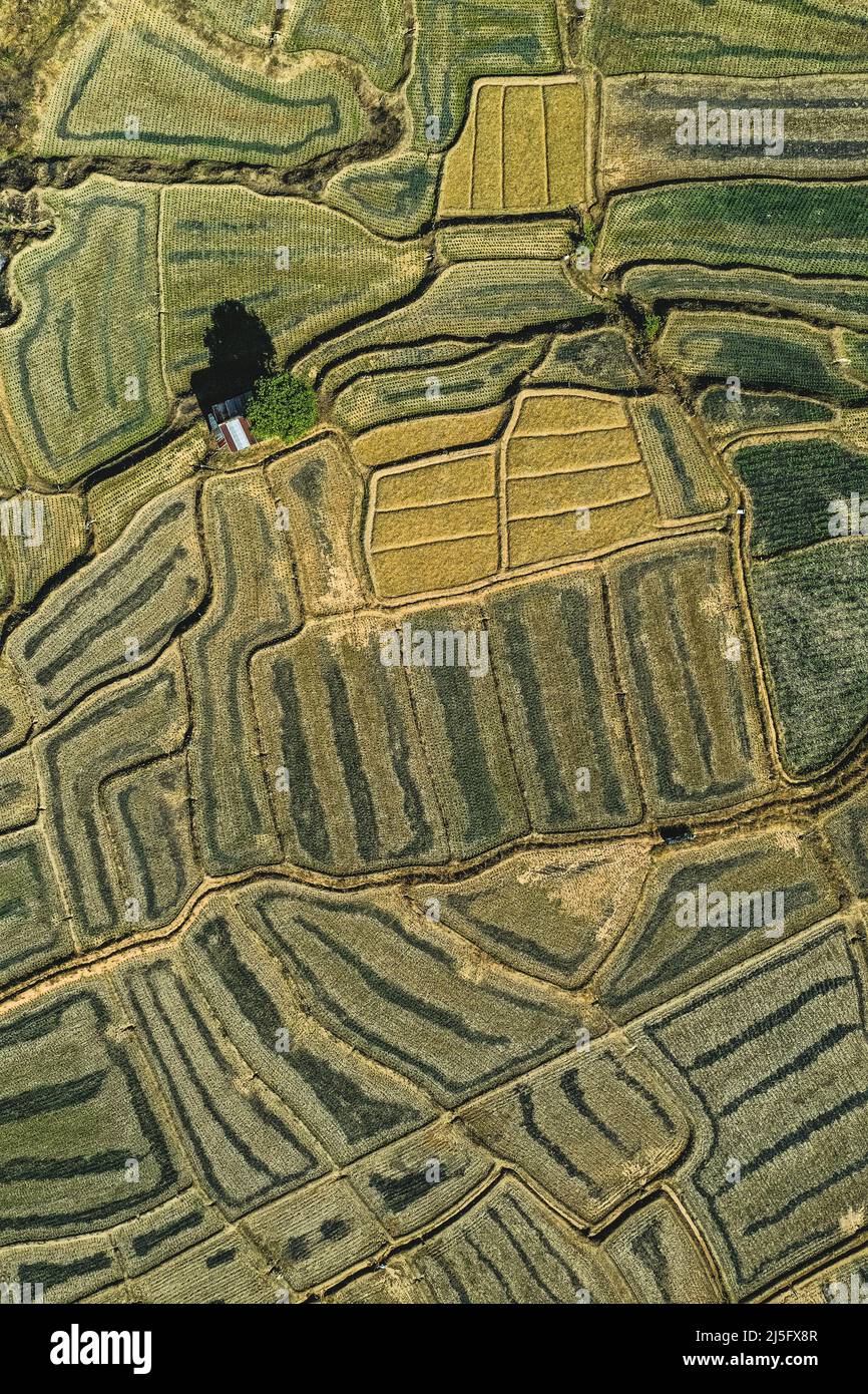 Aerial view of Mae La Noi rice terraces in Mae Hong Son, Thailand Stock ...
