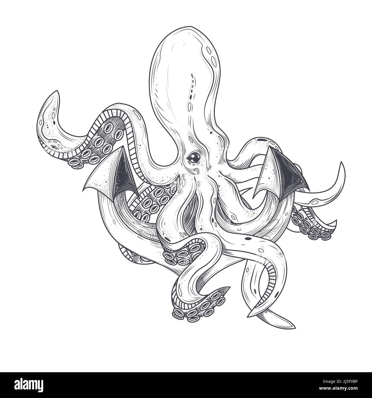 Drawings Of Anchors With Octopus