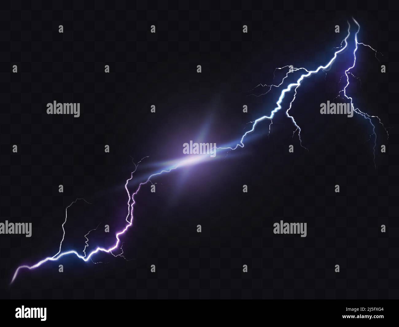 Vector illustration of a realistic style of bright glowing lightning ...