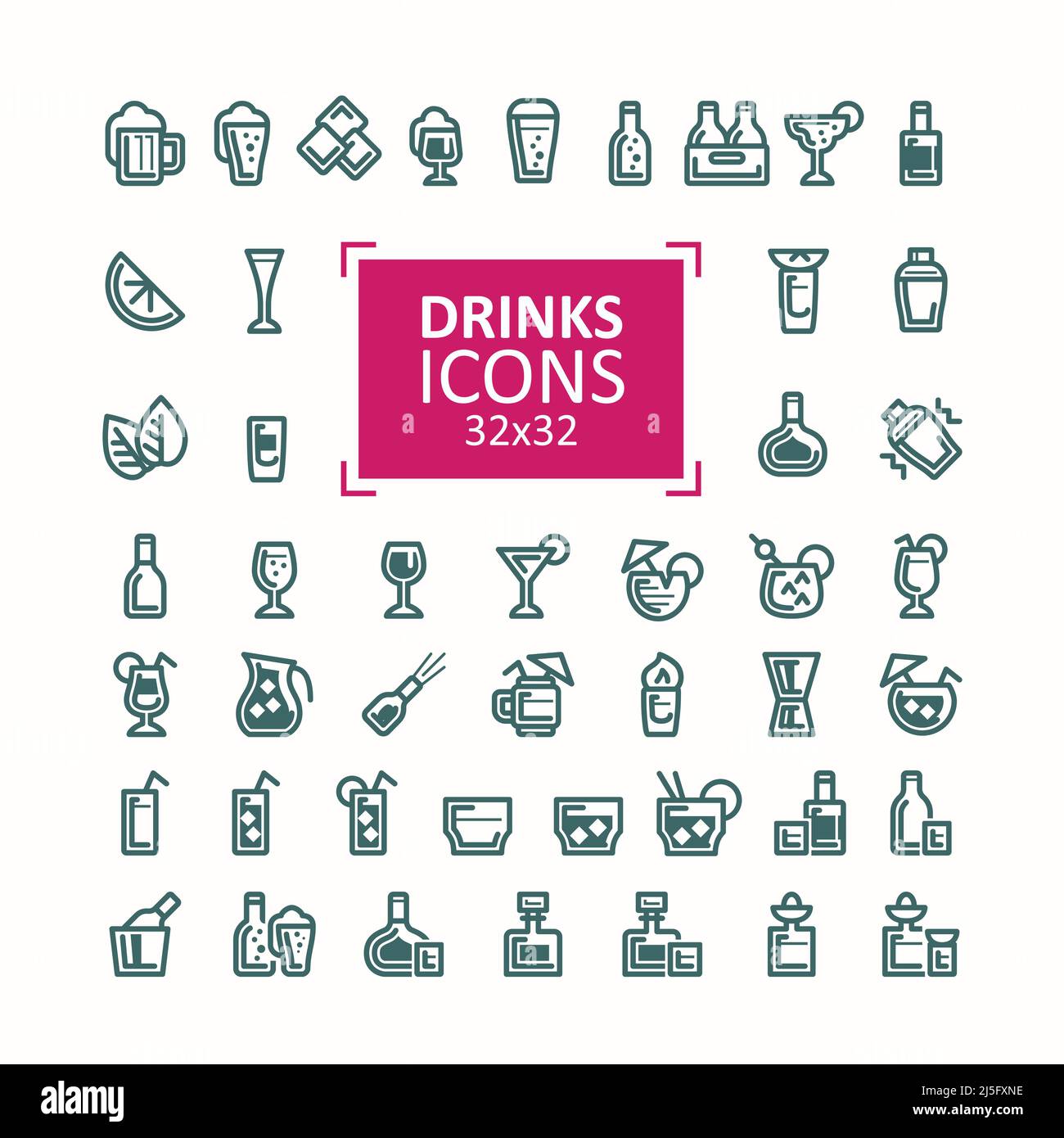 Set of vector illustrations of icons of drinks. Simple signs of ...