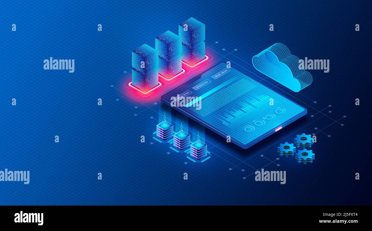 Cloud Database Software Concept - Device Running Software to Manage ...