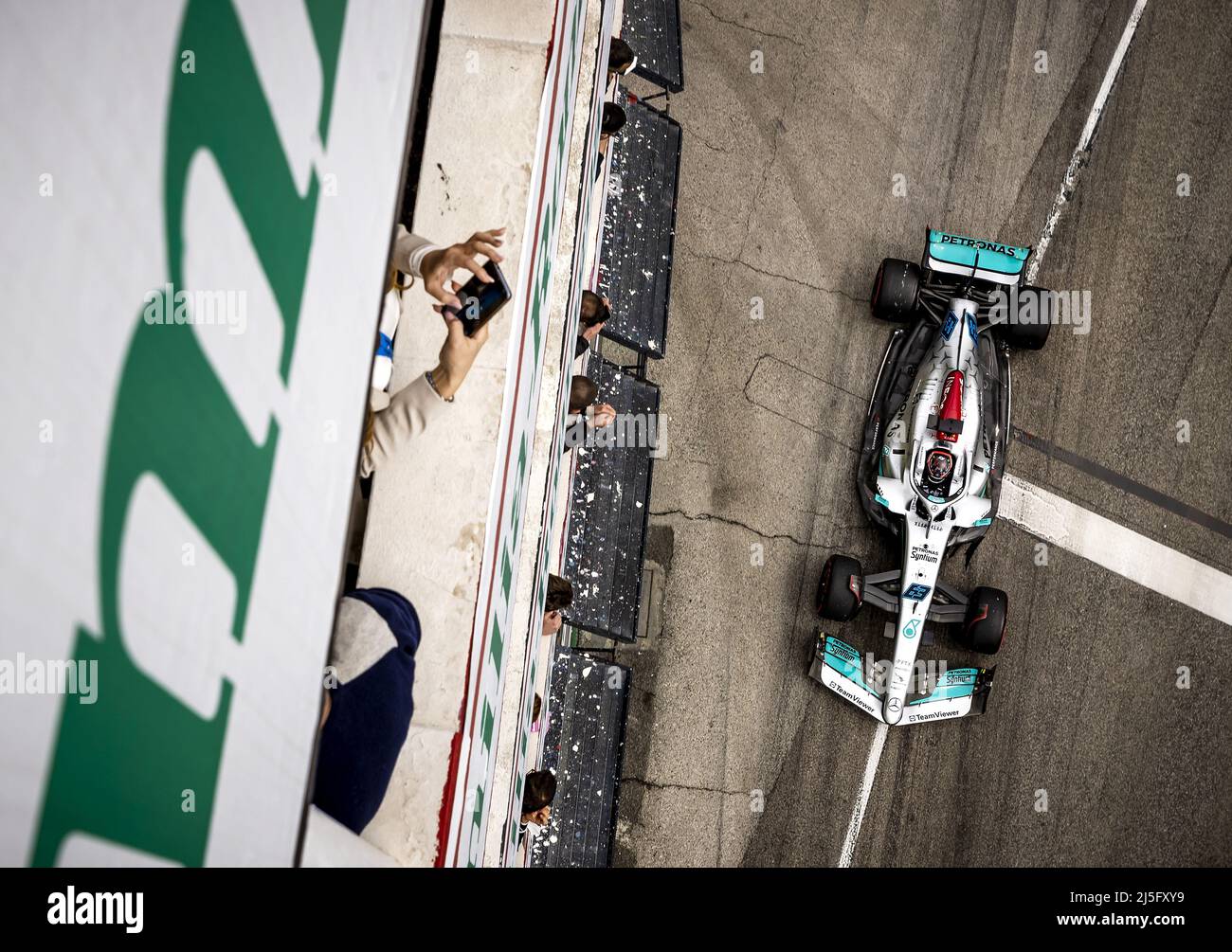 IMOLA - George Russell (63) with the Mercedes W13 on track during ... IMOLA - George Russell (63) with the Mercedes W13 on track during ...