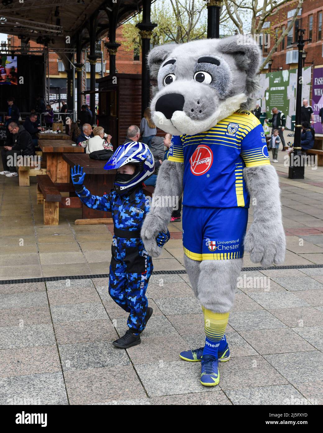 Wolfie and Whizzy Rascal attend the fan zone before the game Stock ...