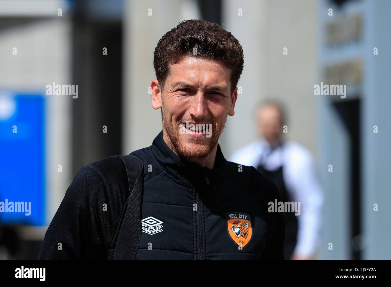 Richard Smallwood #6 of Hull City arrives at The MKM Stadium ahead of ...