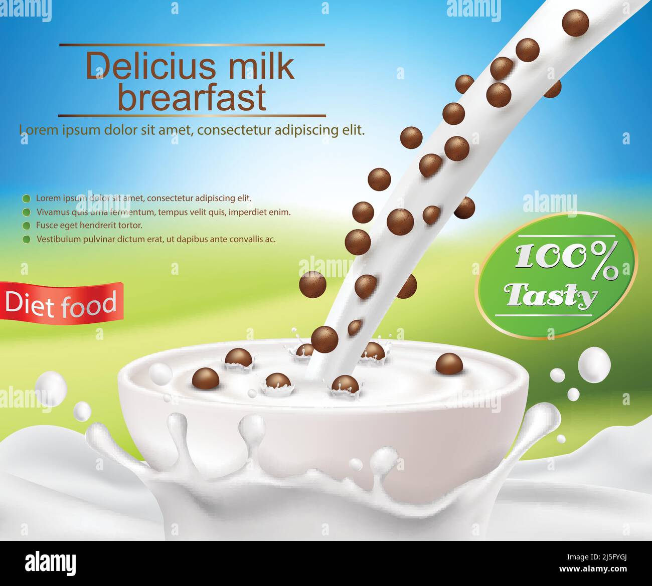 Flakes cup milk breakfast Stock Vector Images - Alamy