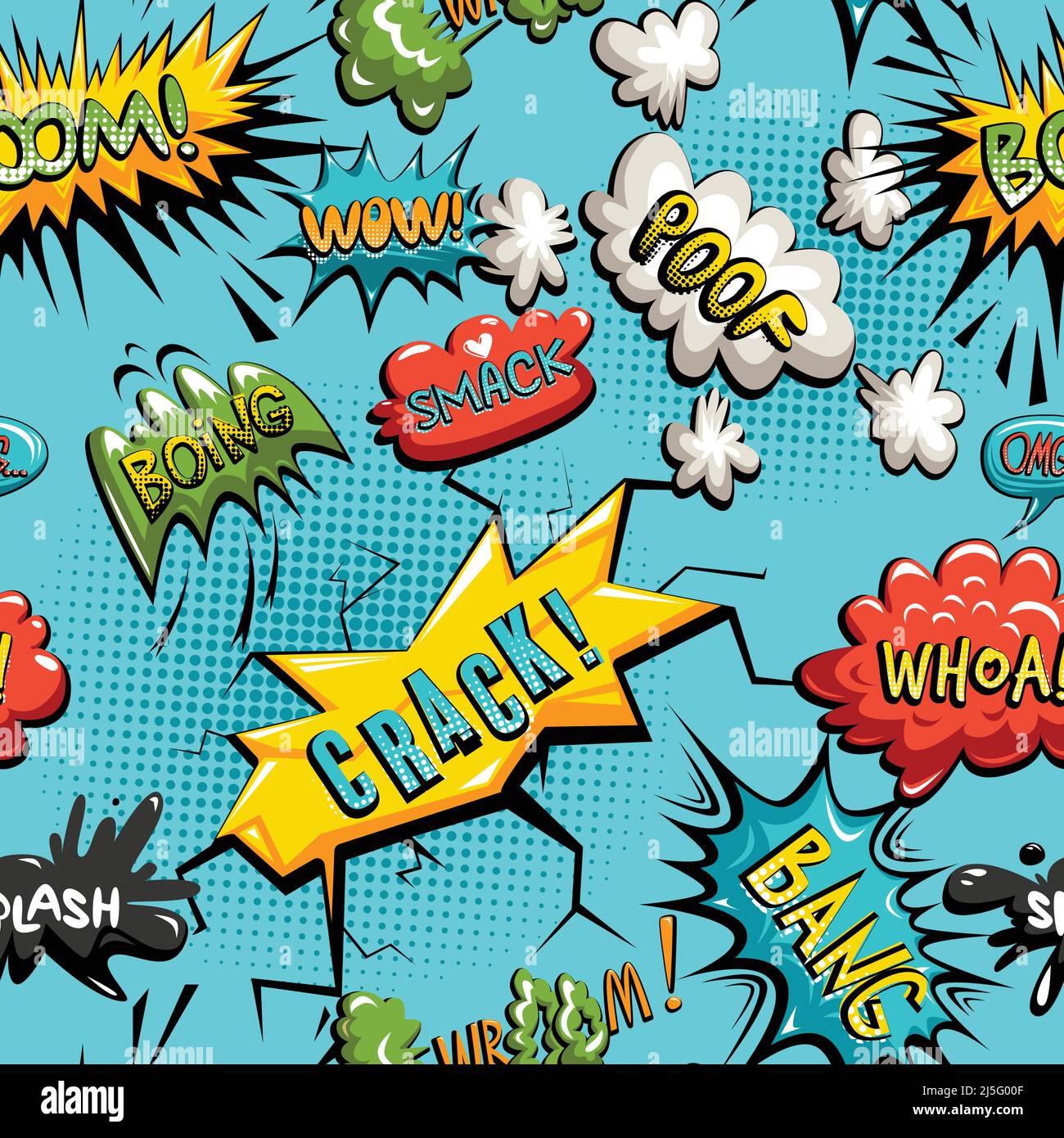 Vector seamless pattern of comic icon, comic book wallpaper Stock ...