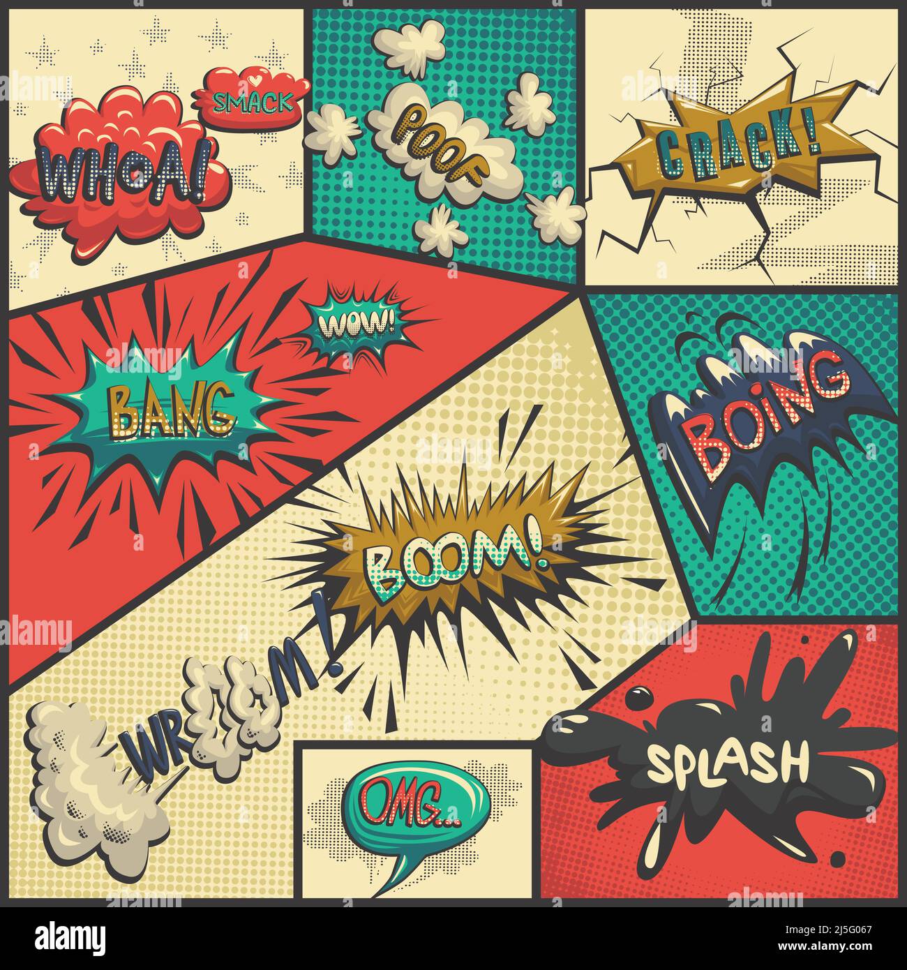 Vector set of comics icons. Explosion bubbles. Comic book explosion set ...