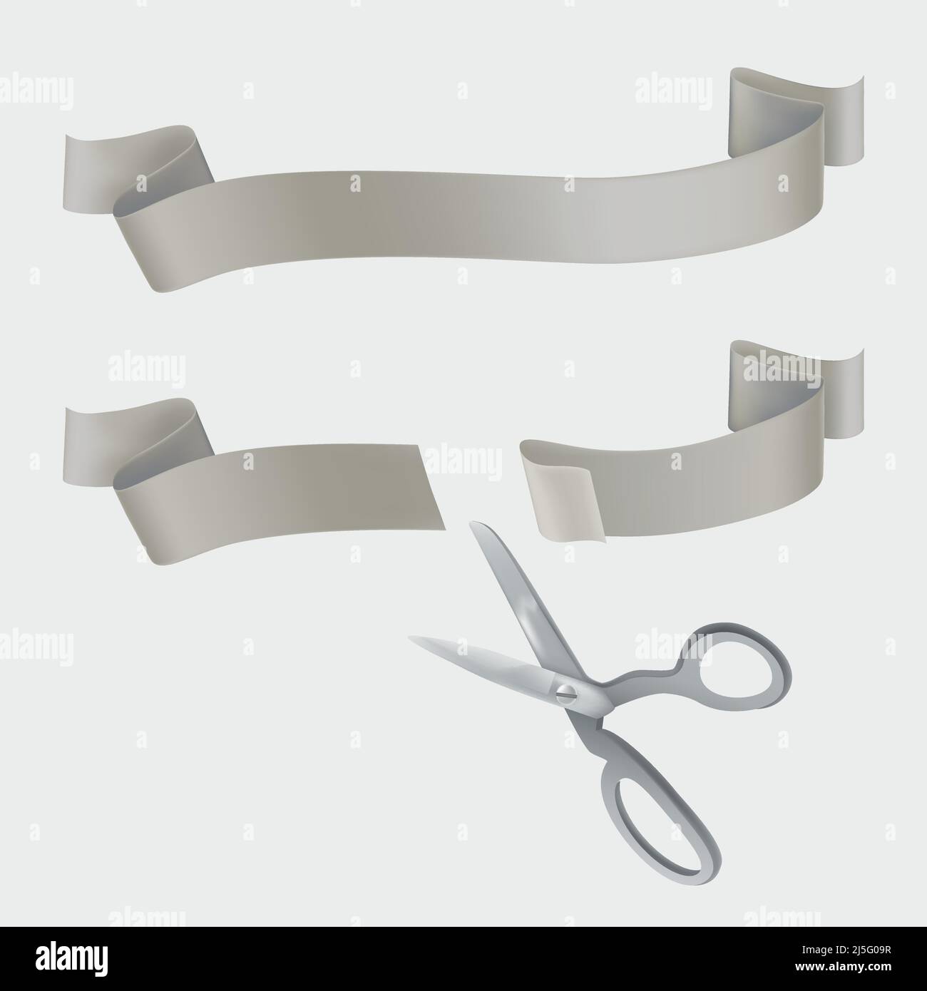 Vector set of satin ribbons with a pin and scissors. Design element ...