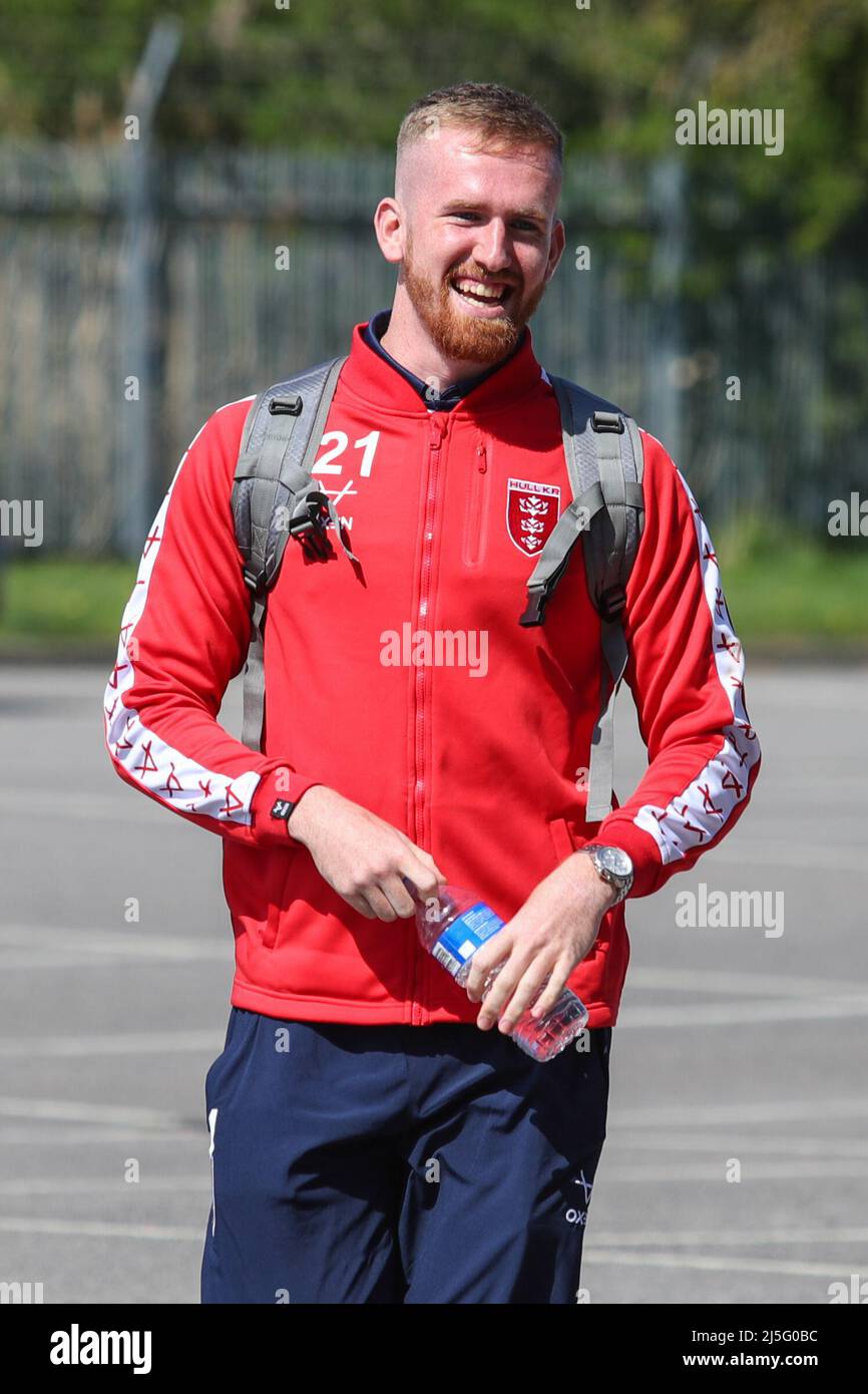 Rowan Milnes #21 of Hull KR arrives at Sewell Group Craven Park Stock ...