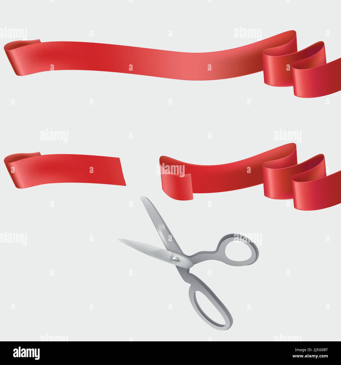 Vector set of satin ribbons with a pin and scissors. Design element ...