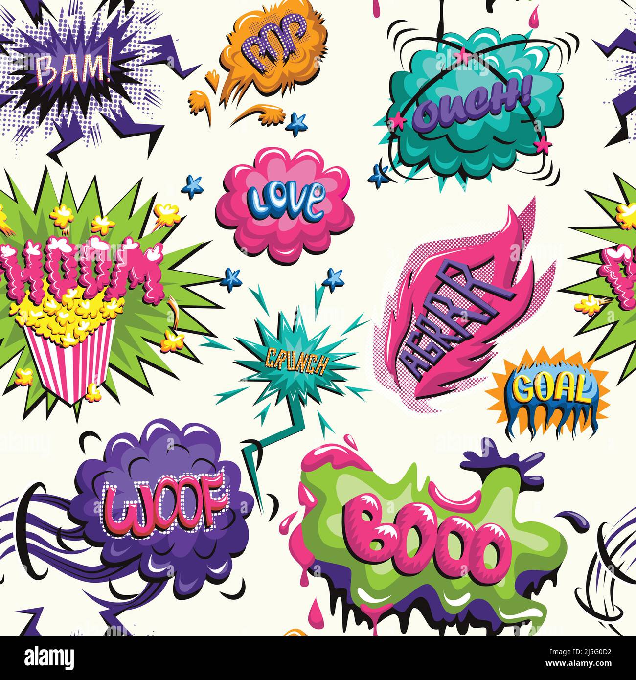 Vector seamless pattern of comic icon, comic book wallpaper Stock ...