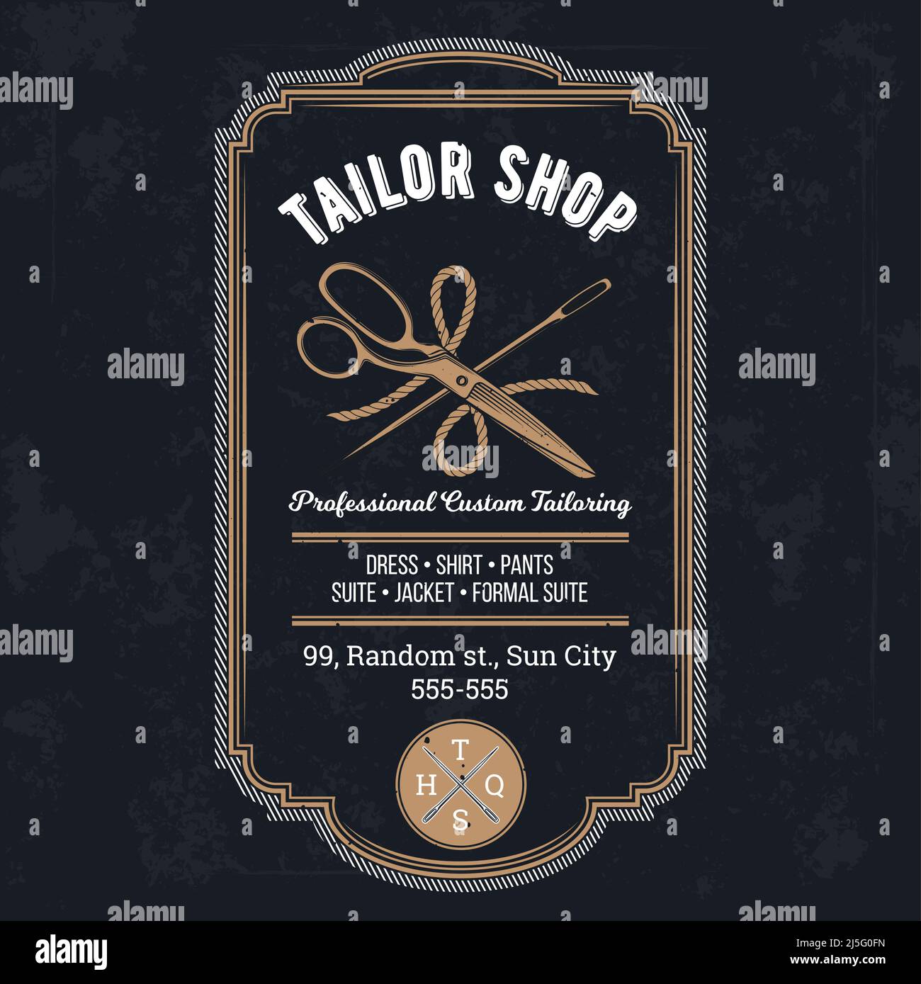 Vector illustration of classic tailor emblem, signage Stock Vector ...