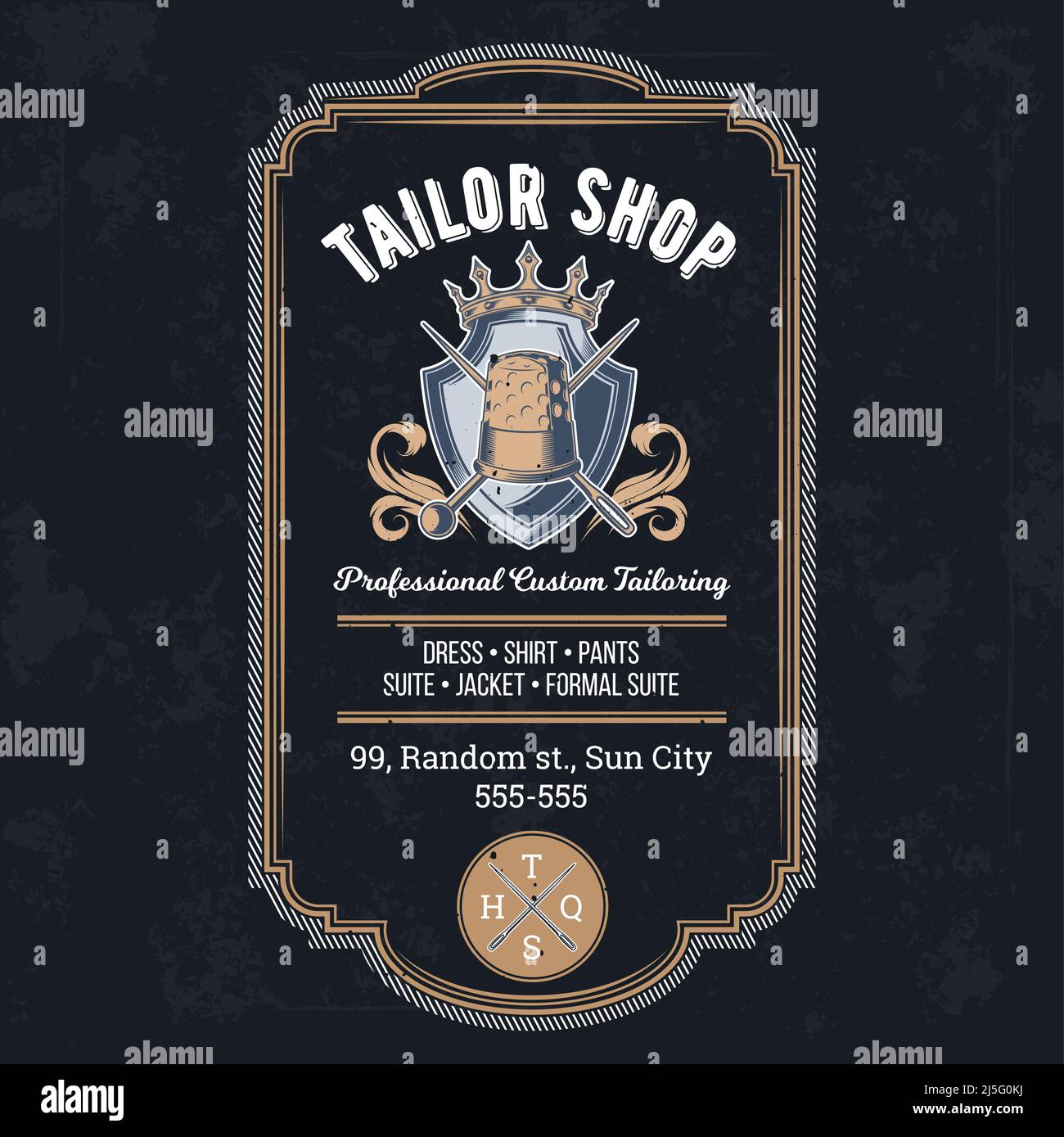 Vector illustration of classic tailor emblem, signage Stock Vector ...