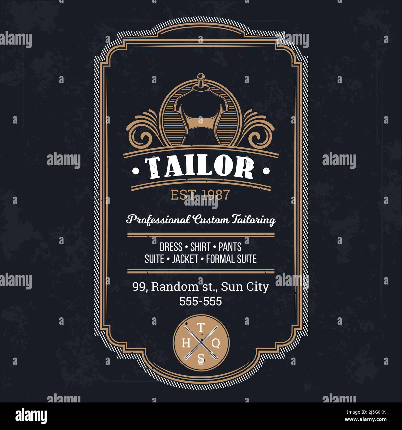 Vector illustration of classic tailor emblem, signage Stock Vector ...
