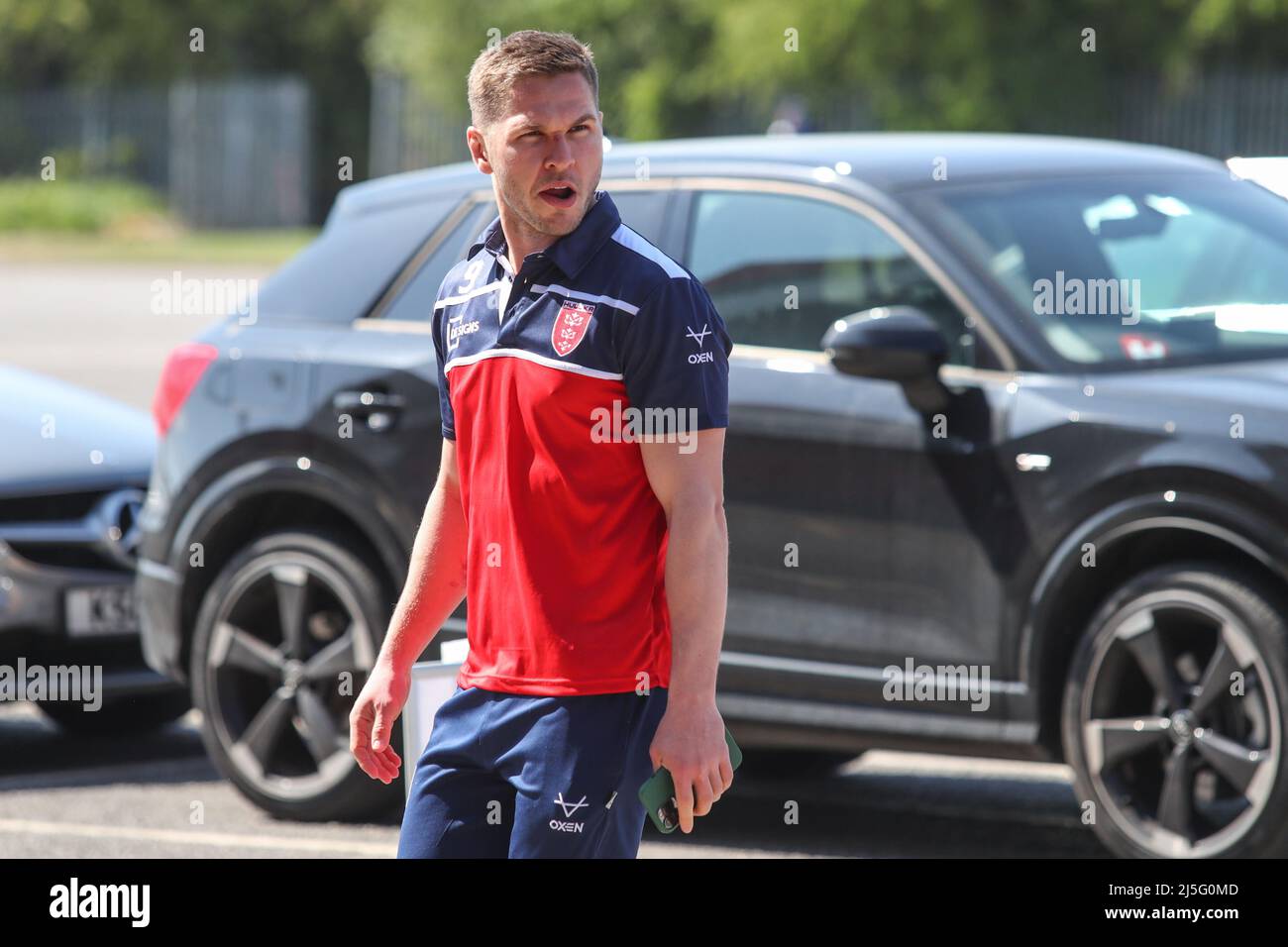 Matt Parcell #9 of Hull KR arrives at Sewell Group Craven Park Stock ...