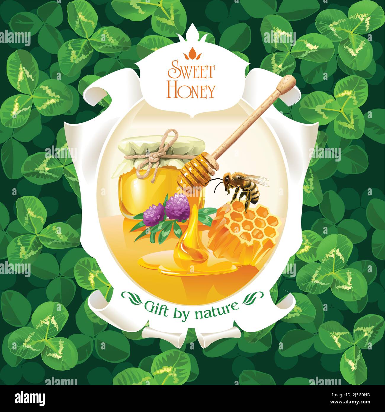 Bee in the clover Stock Vector Images - Alamy